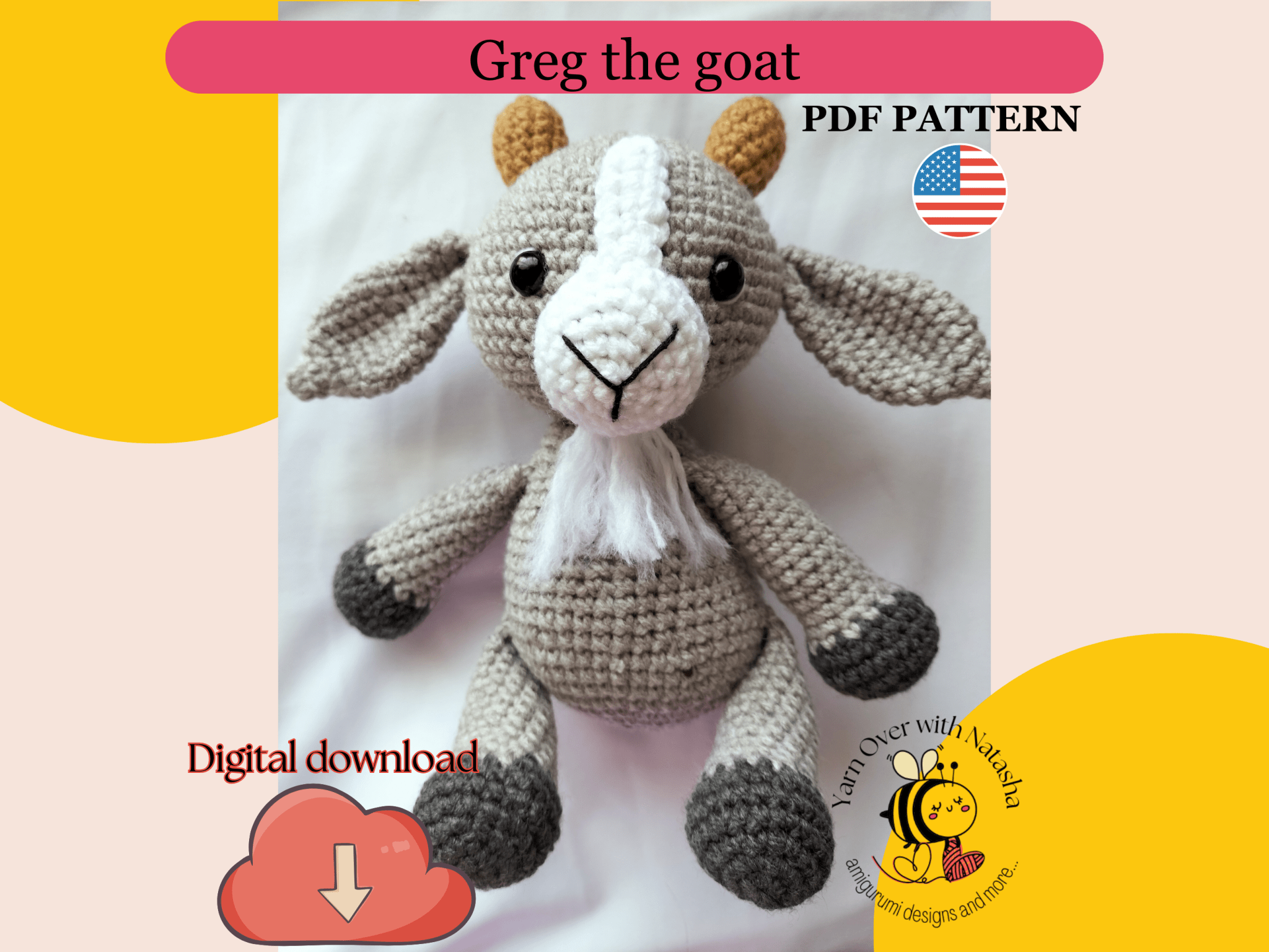 Greg the goat- Crochet pattern – Yarn Over with Natasha
