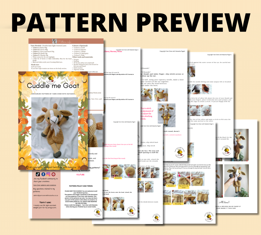 Cuddle me goat- Crochet Pattern – Yarn Over with Natasha