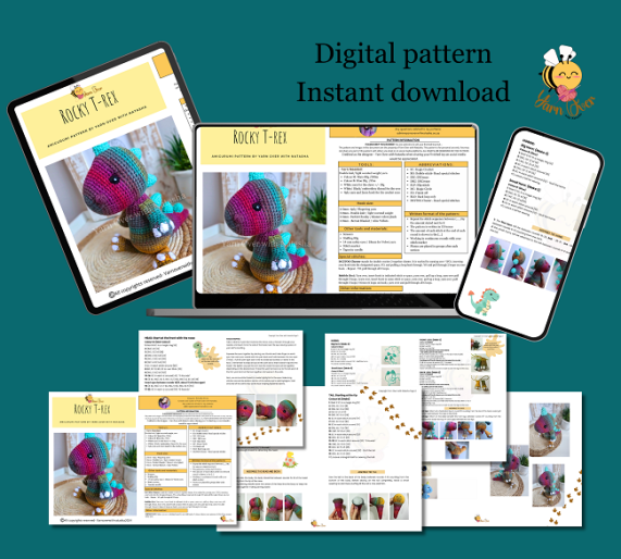 Crochet Trex dinosaur pattern – Yarn Over with Natasha